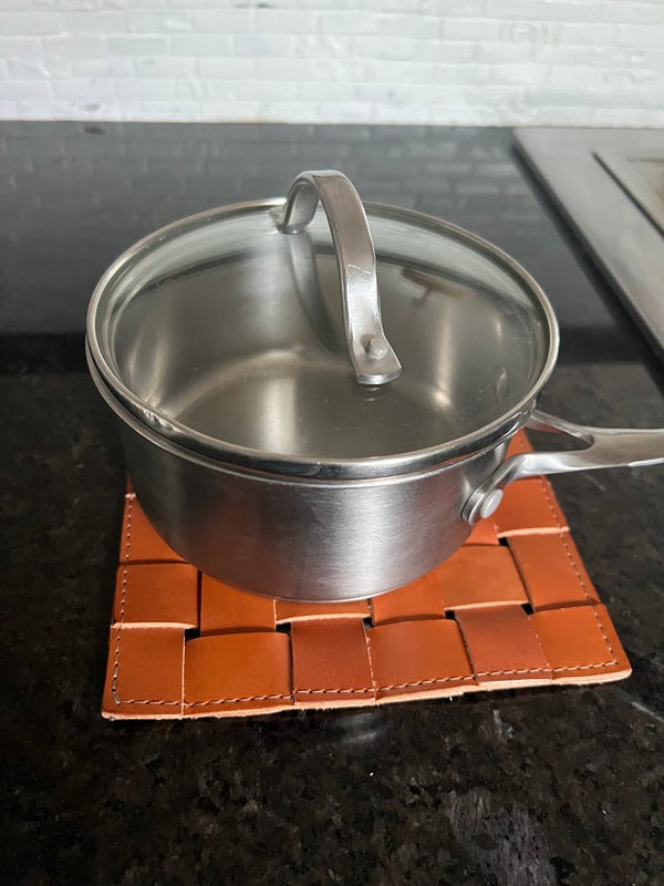 Leather Trivet | Trivet for Cast Iron Dutch Oven | Woven Leather Trive ...