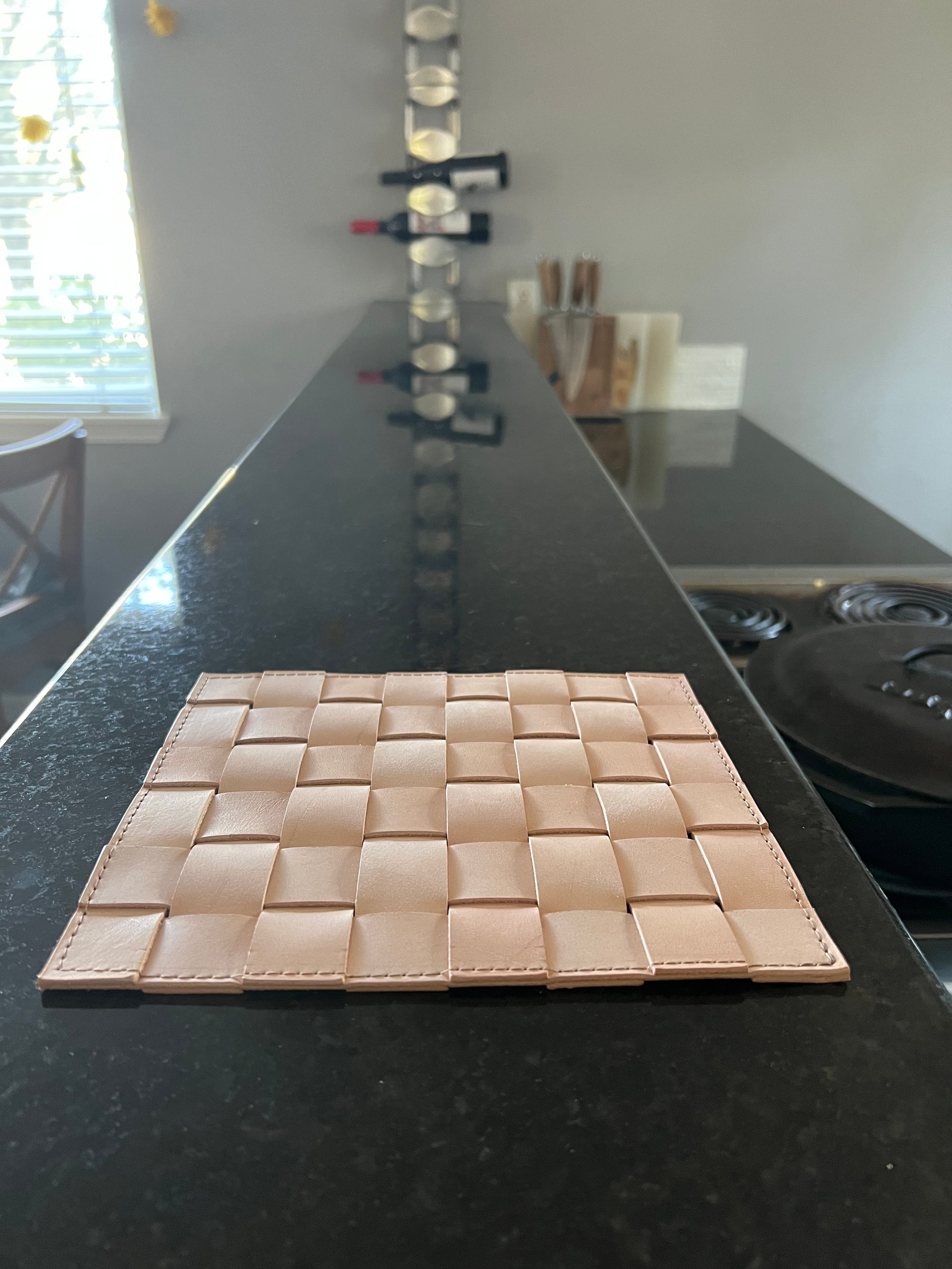 Leather Trivet | Woven Leather Trivet | Trivet for Cast Iron Dutch Ove ...