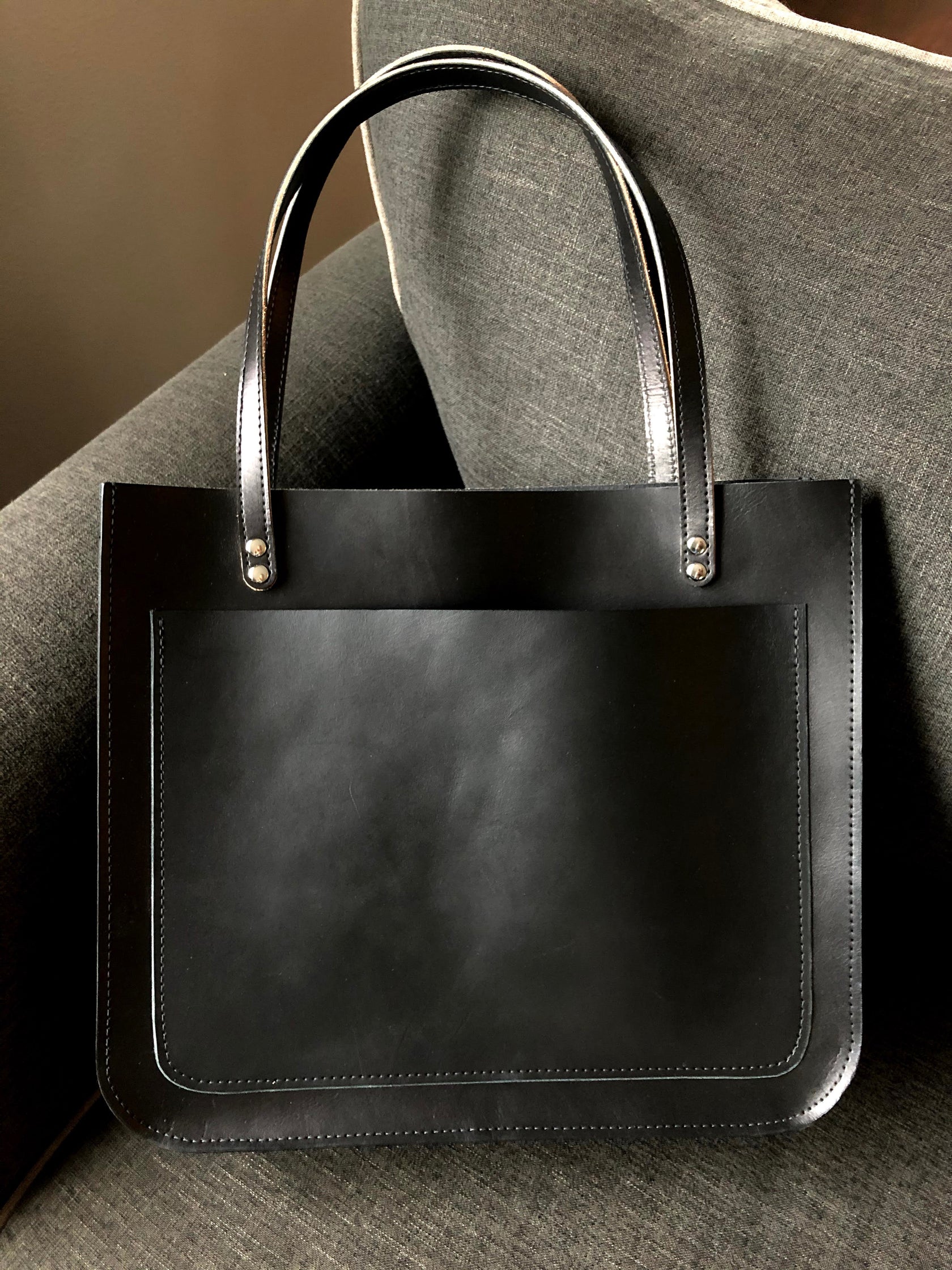 Structured Leather Tote | Large Tote Bag | Leather Tote With Pocket ...