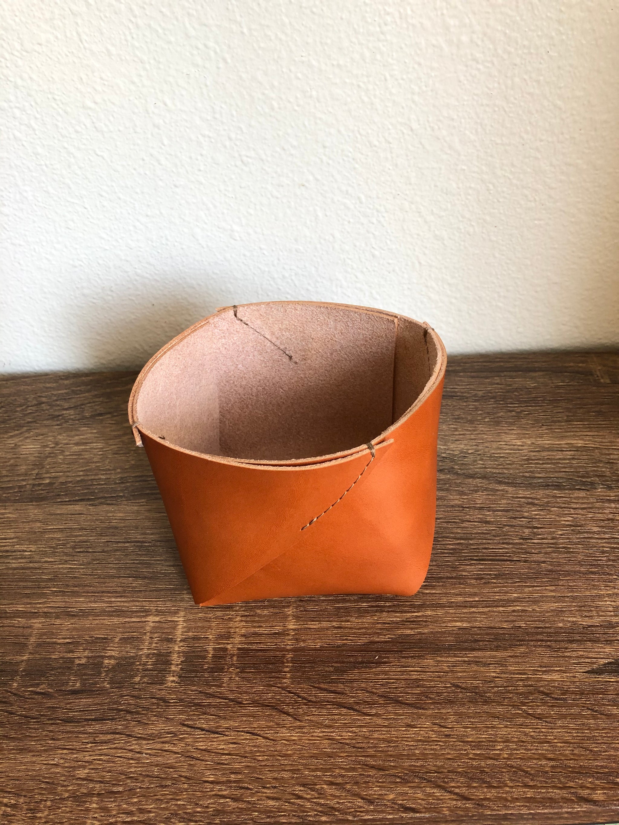 Leather Planter | Leather Storage Container | Small Leather Box | Leat ...